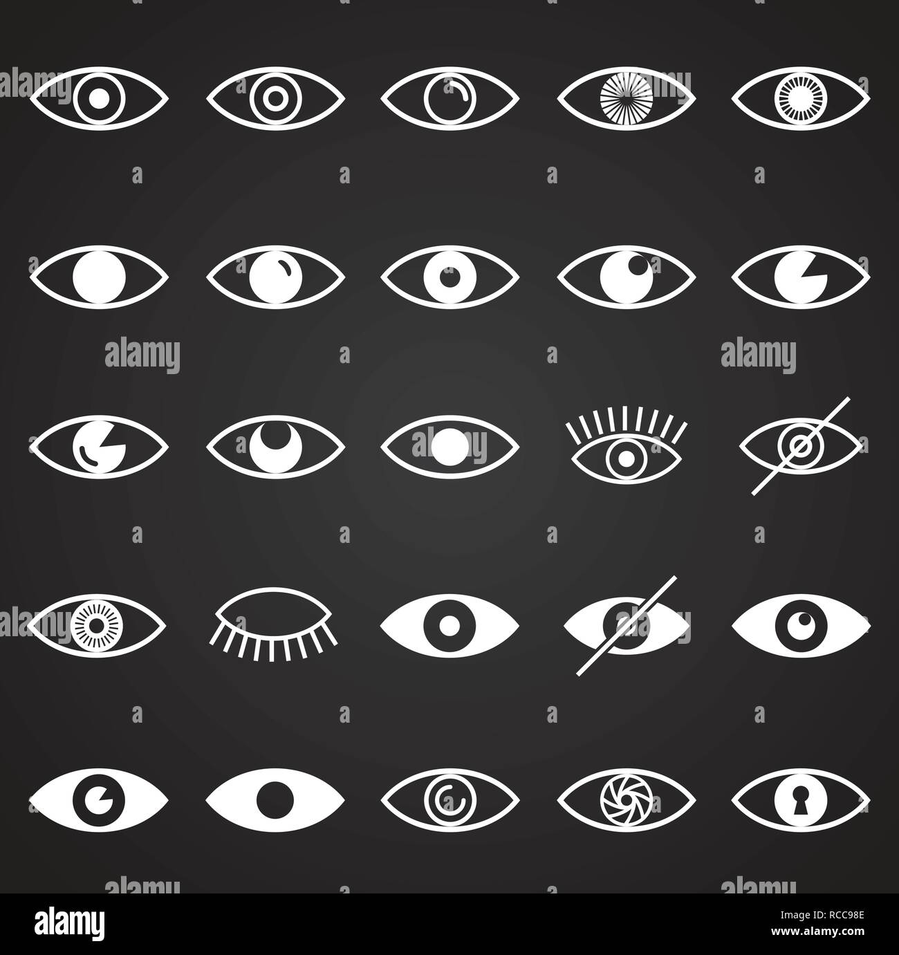 Eye icons set on black background for graphic and web design, Modern ...
