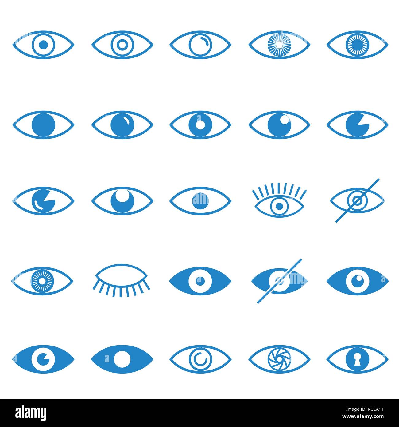 Eye blue icons set on white background for graphic and web design ...