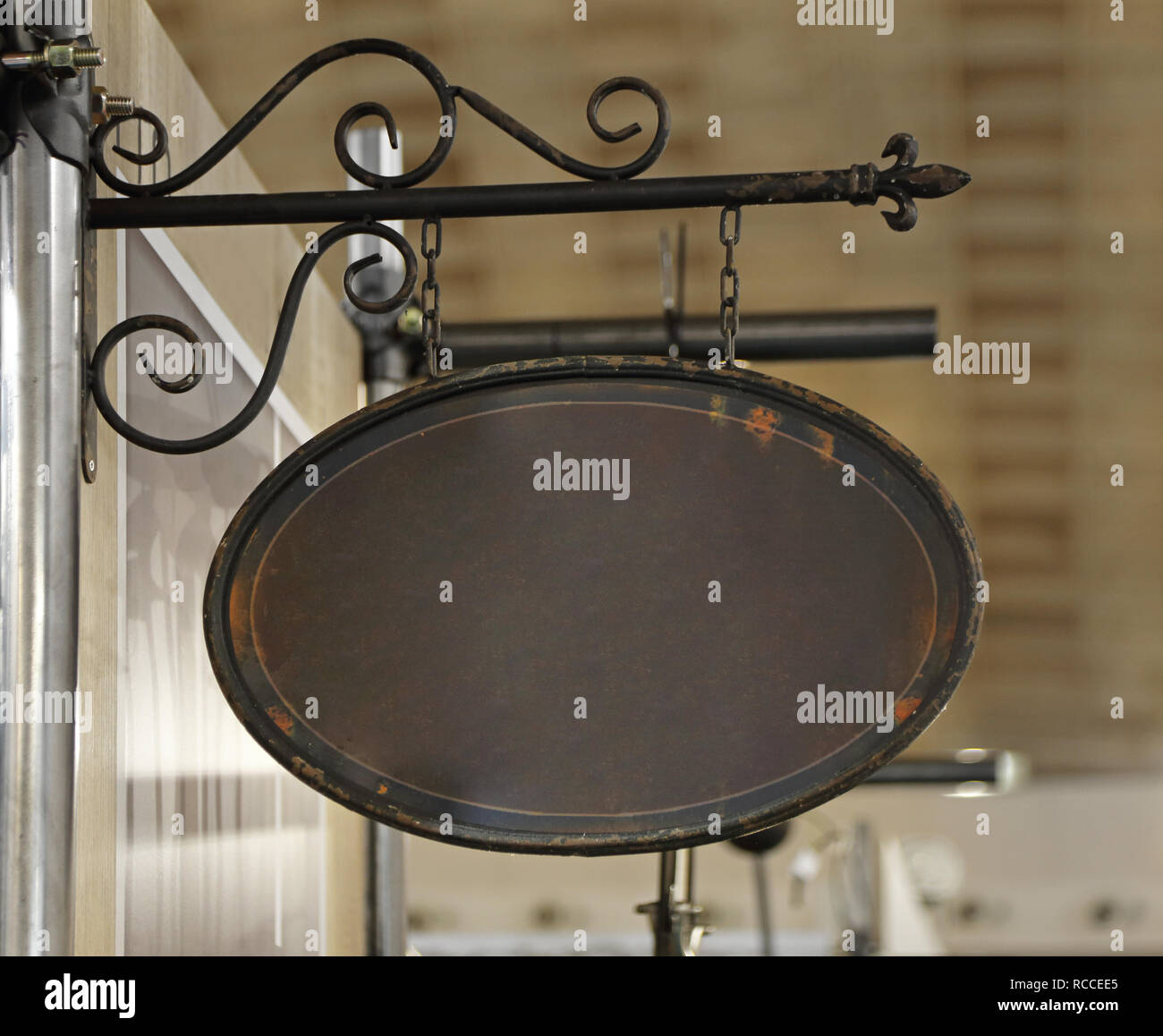 Vintage Style Brown Rust Metal Hanging Sign Board Stock Photo - Alamy