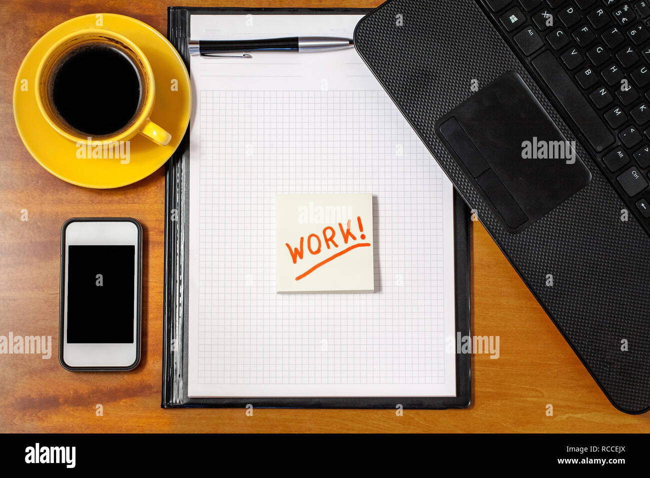 Office table top view Stock Photo - Alamy