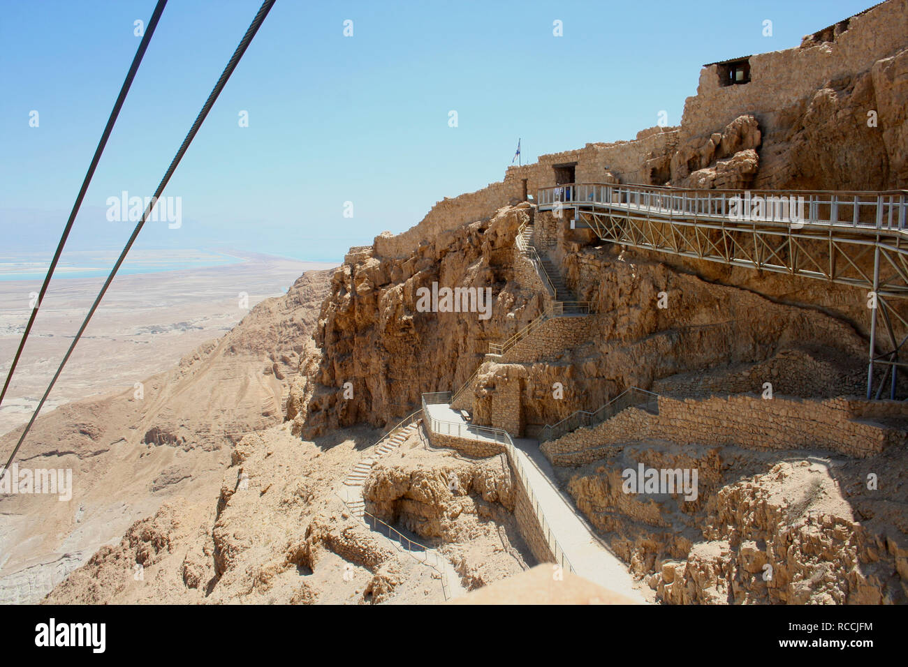 Pathway to the top of Masada. Masada National park in Judean desert ...