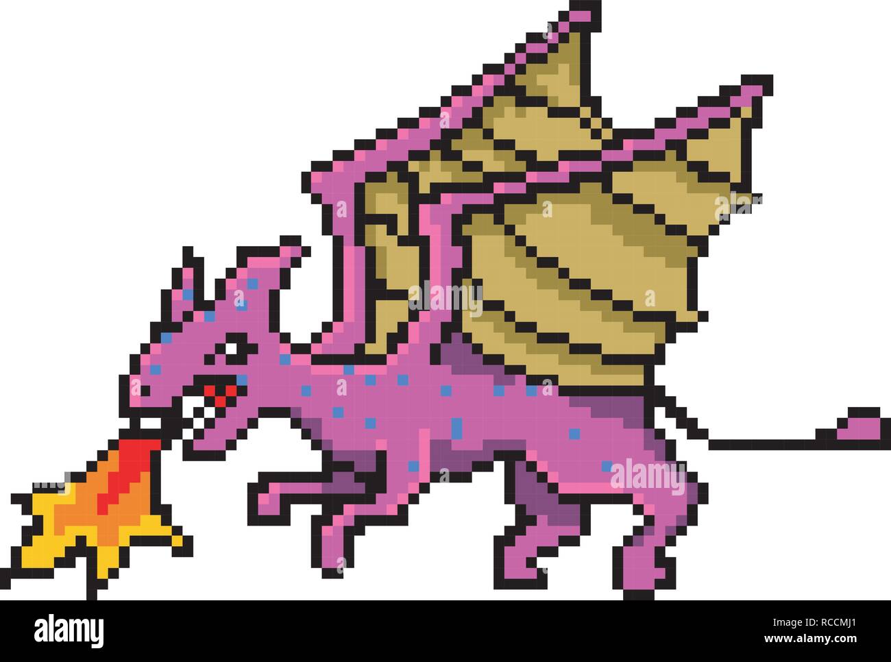 Pixel dragon, art 8 bit objects. Retro game assets. Set of icons ...