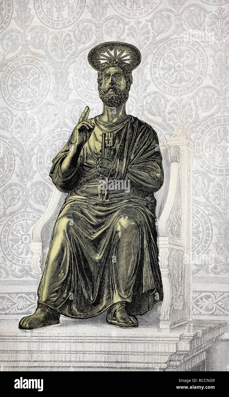 Statue of St. Peter in St. Peter's Basilica in Rome, Italy, historical ...