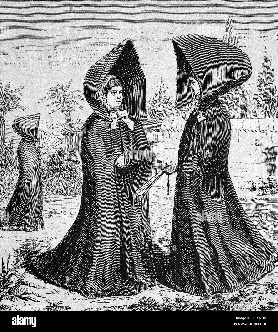 Women wearing traditional costumes of the island of Fayal, Azores ...