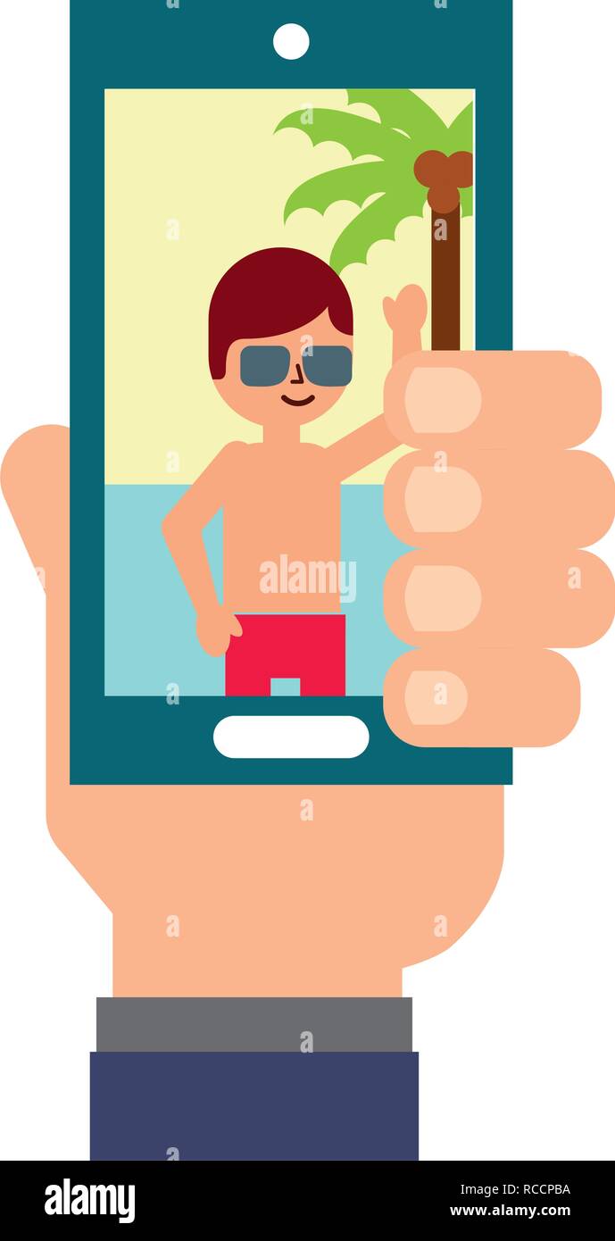 Tourist using smart phone Stock Vector Images - Alamy