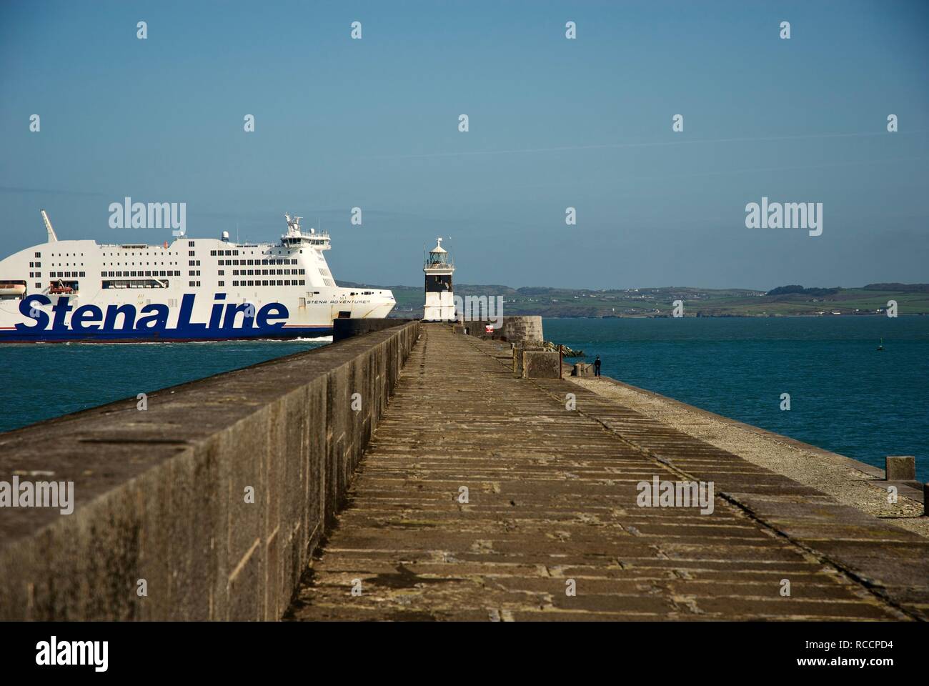 The Stena Line's Irish ferry boat The Adventurer, passing the Holyhead ...