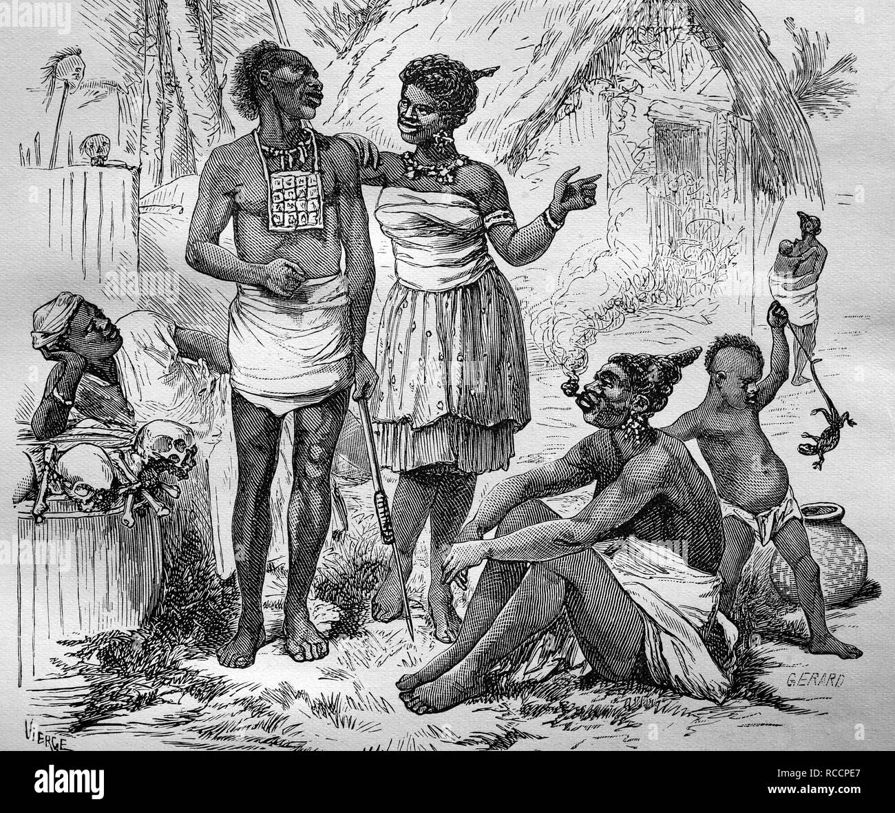 Natives in Senegal, Africa, historical woodcut, circa 1888 Stock Photo ...