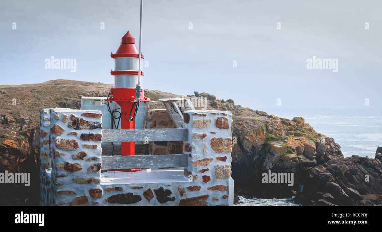 Semaphore at the entrance of the port of La Meule on the island of Yeu ...