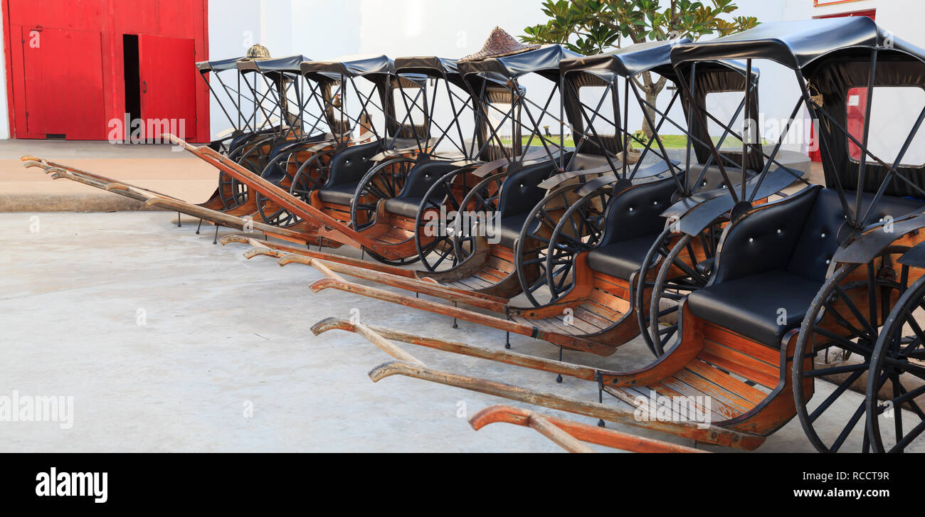Transportation, Asian Thai Traditional man drawn vintage carriages or ...