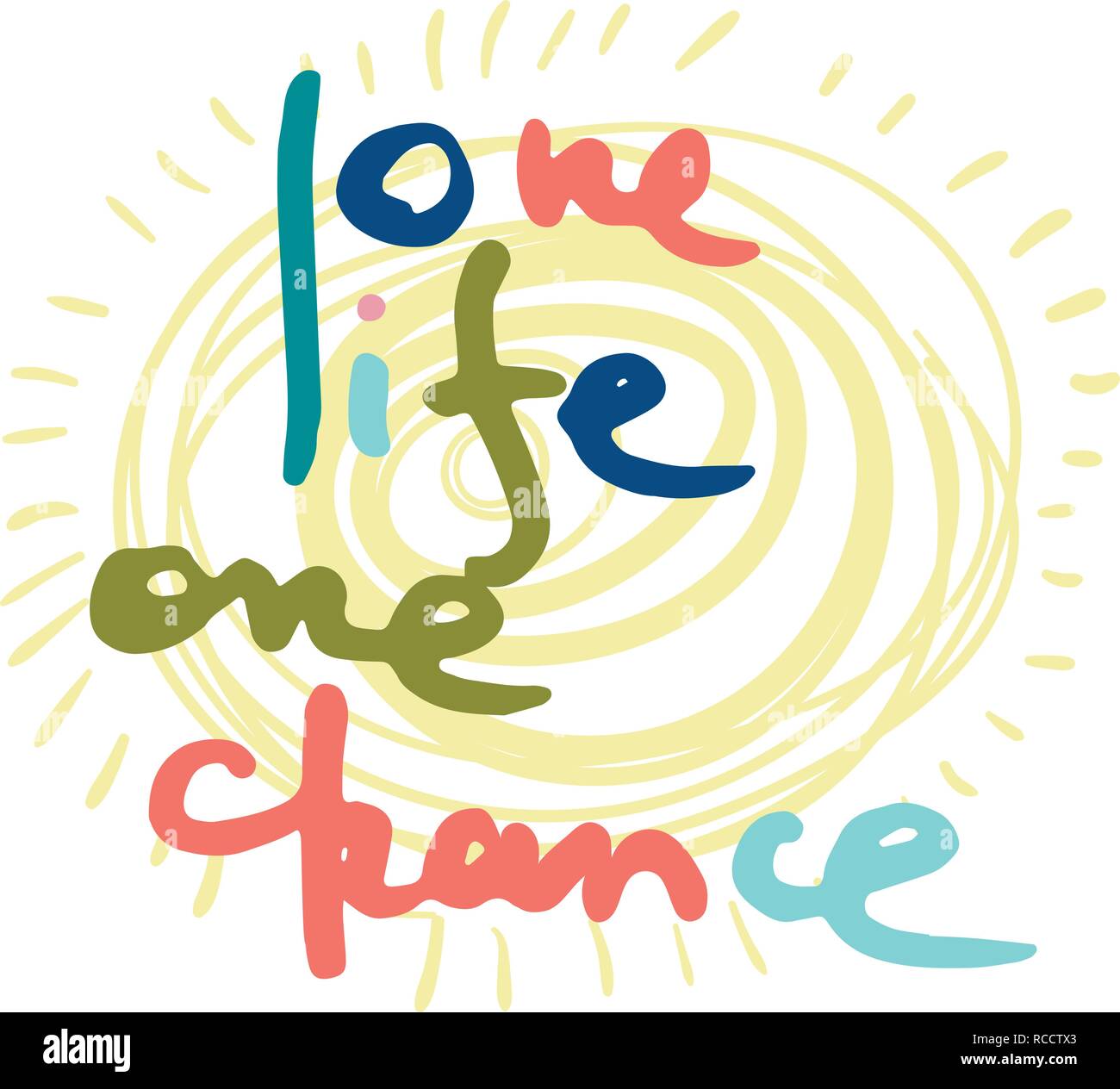 One life one chance. Doodle grunge lettering. Brush calligraphy text ...