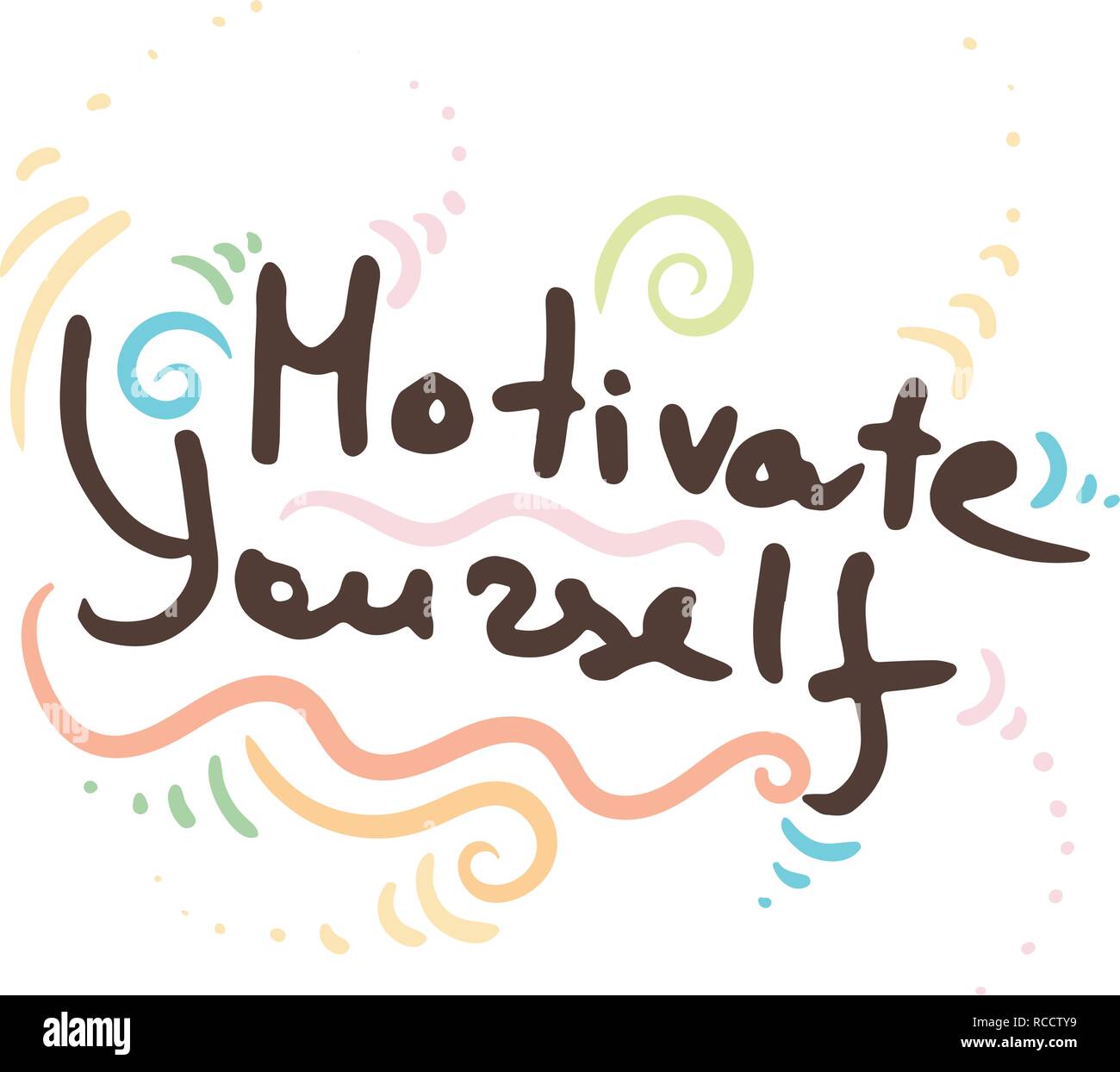 Motivate Yourself. Doodle grunge lettering. Brush calligraphy text for ...