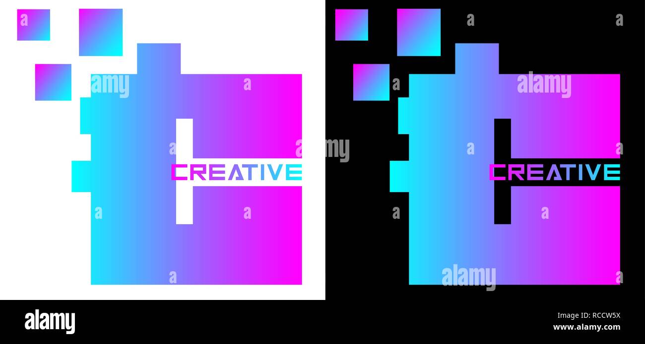 blob letter with gradient shading and the words creative logo for ...