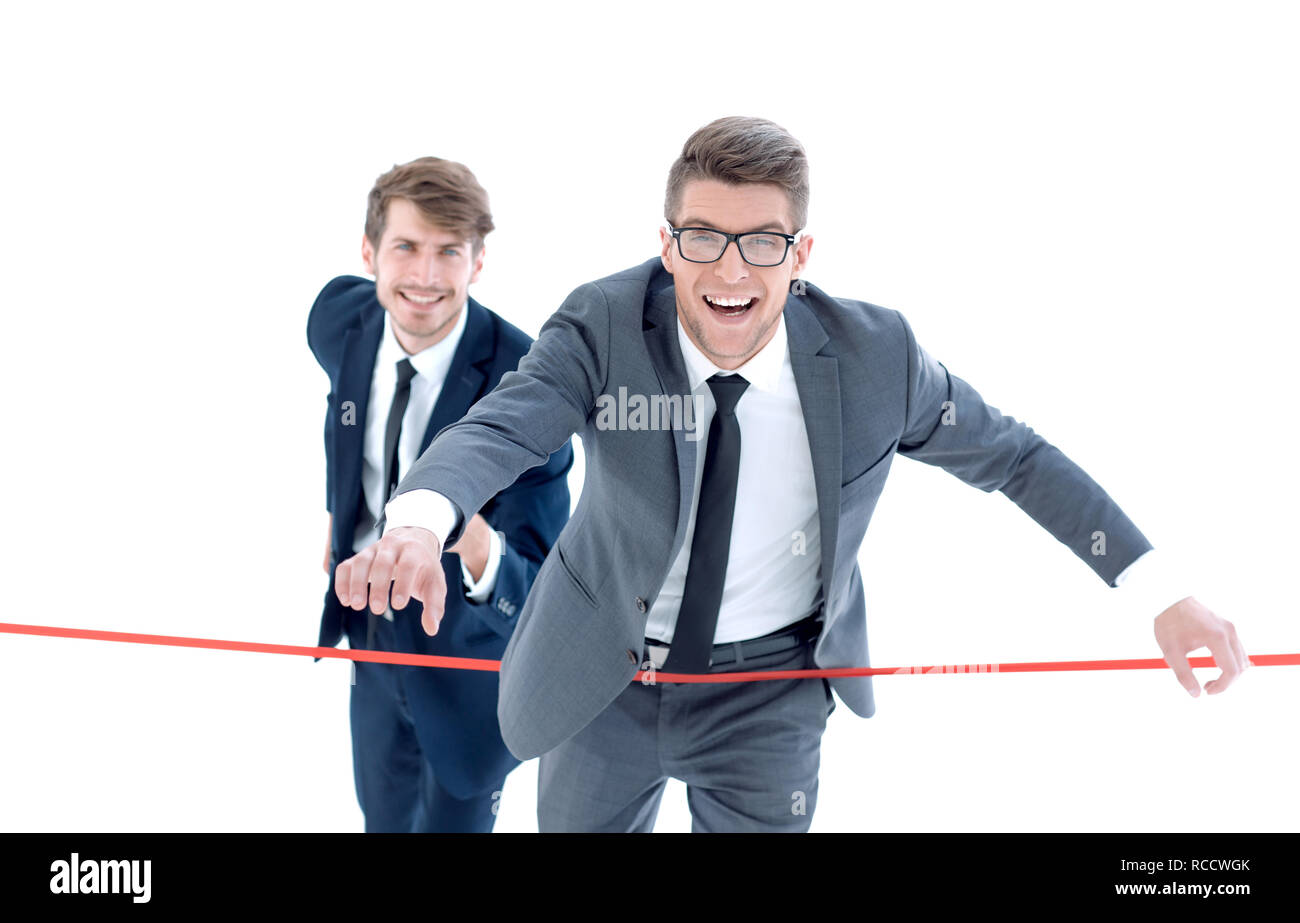 businessmen cross the finish line Stock Photo - Alamy
