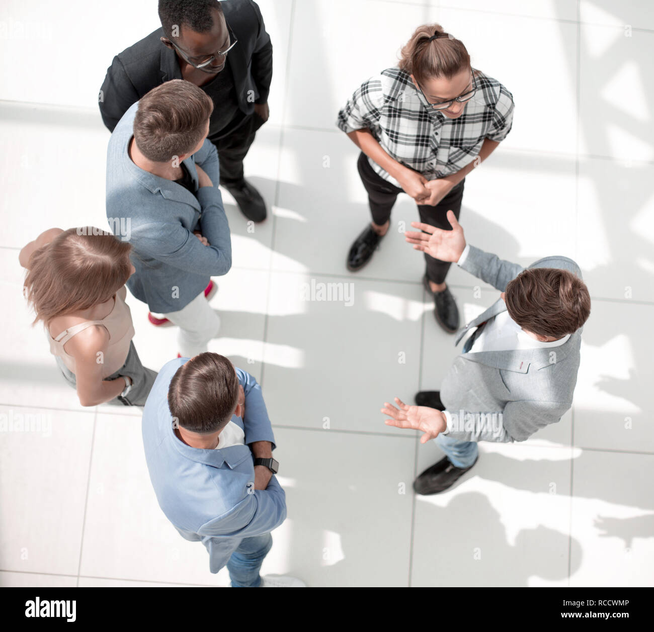 Aerial view of people collaborating hi-res stock photography and images ...