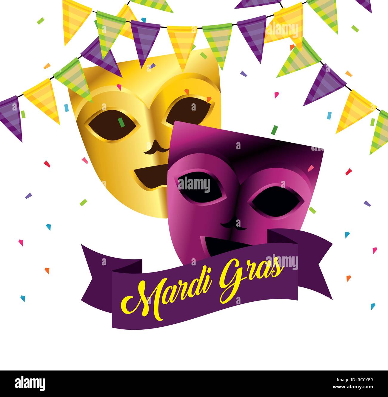 masks with party banner to mardi gras holiday Stock Vector Image & Art ...