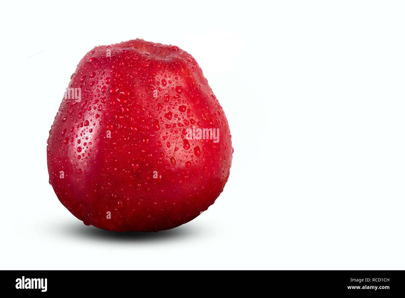 Fresh red juicy whole apple isolated on white background Stock Photo ...