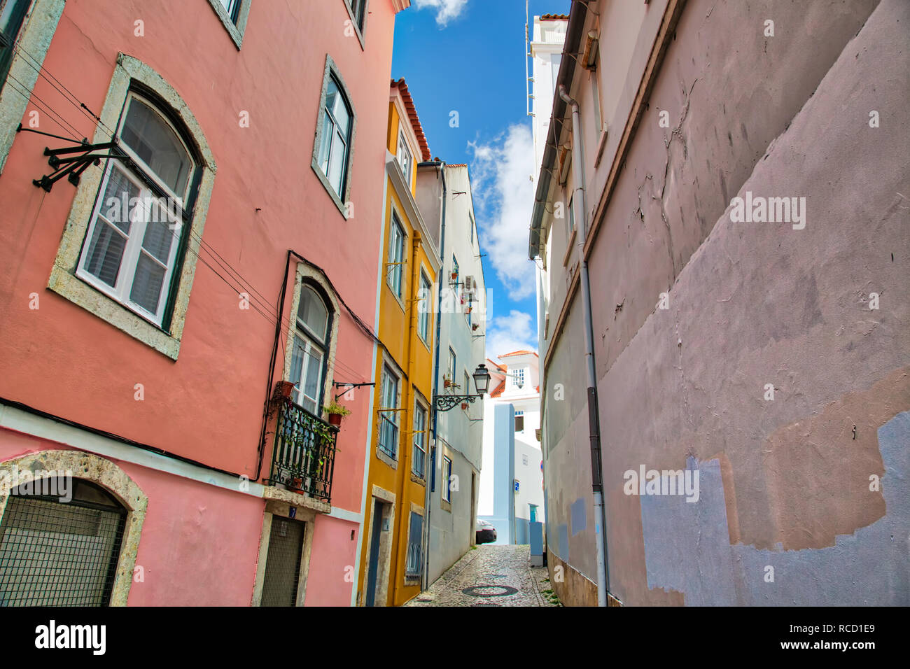 Colorful buildings of Lisbon historic center Stock Photo - Alamy