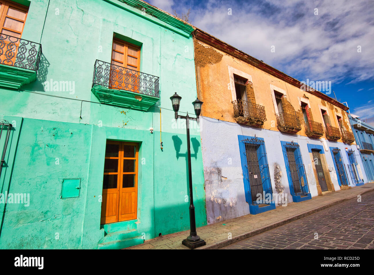 Oaxaca, Scenic old city streets and colorful colonial buildings in ...