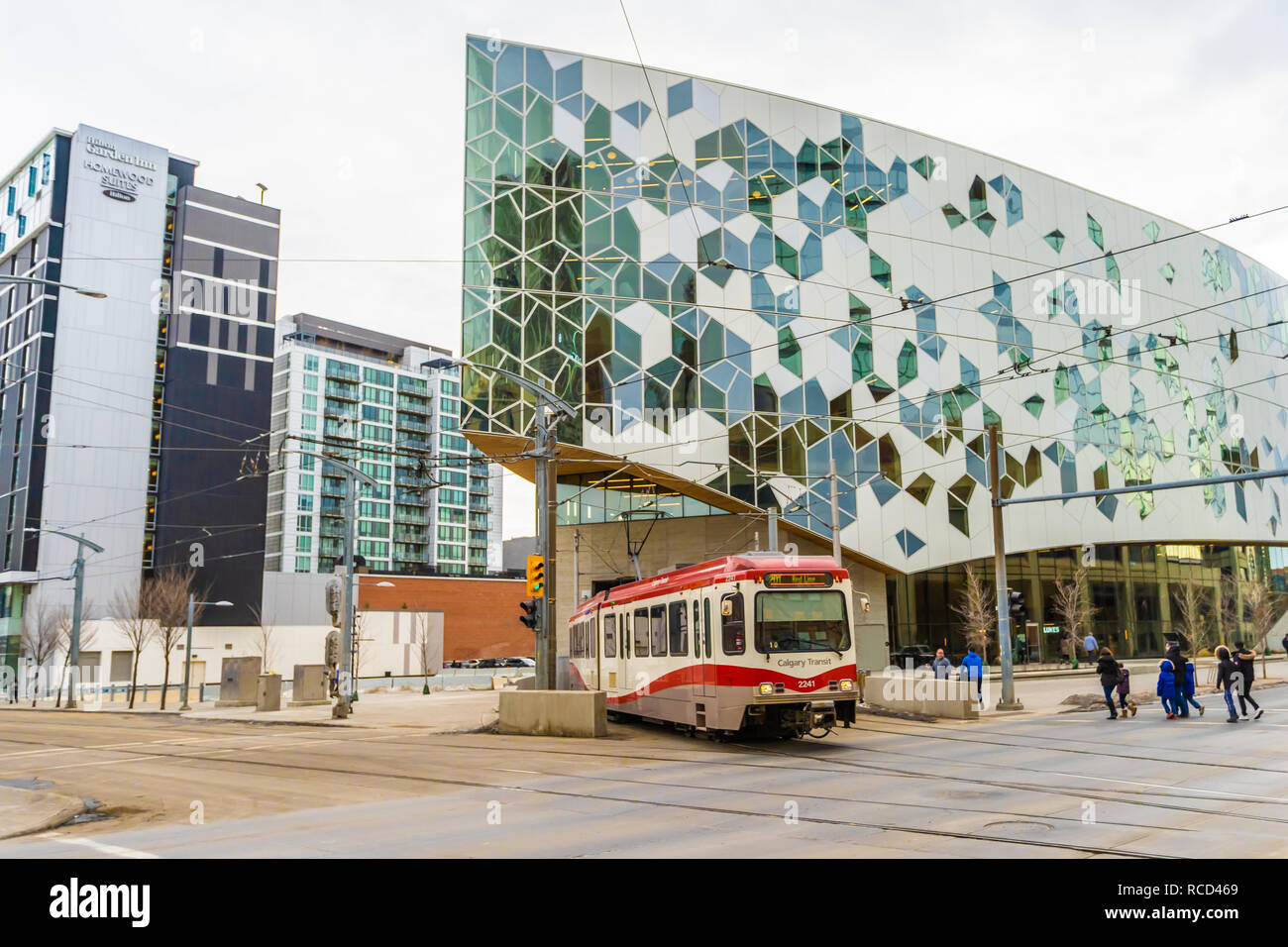 January 11 2019 , Calgary, Alberta - Calgary Transit LRT Train using ...