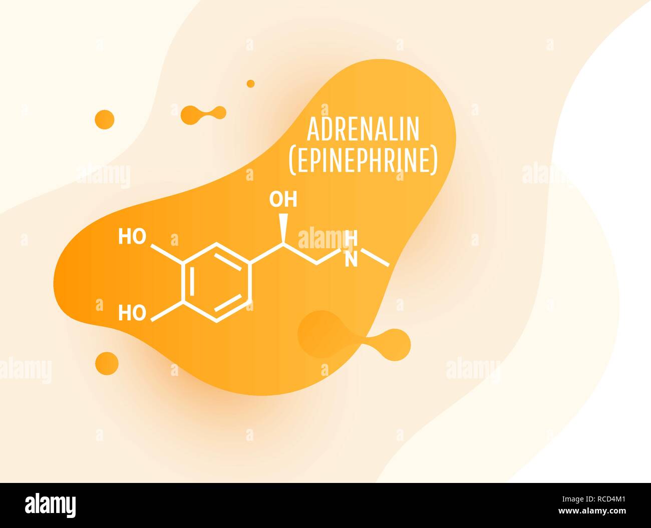 Adrenaline (adrenalin, epinephrine) molecule isolated on wave liquid ...