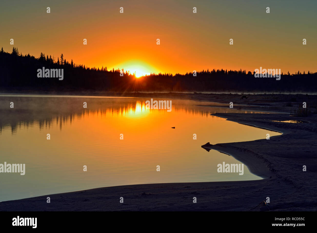 Beautiful lake at sunrise pine forest hi-res stock photography and ...