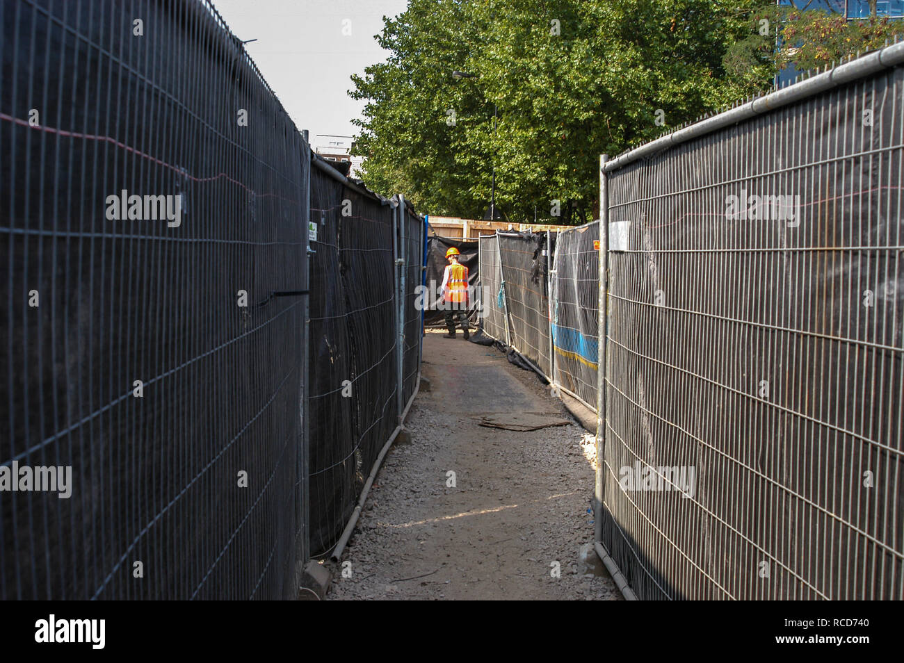 Walkway between two new Construction sites in London St Pancras new ...