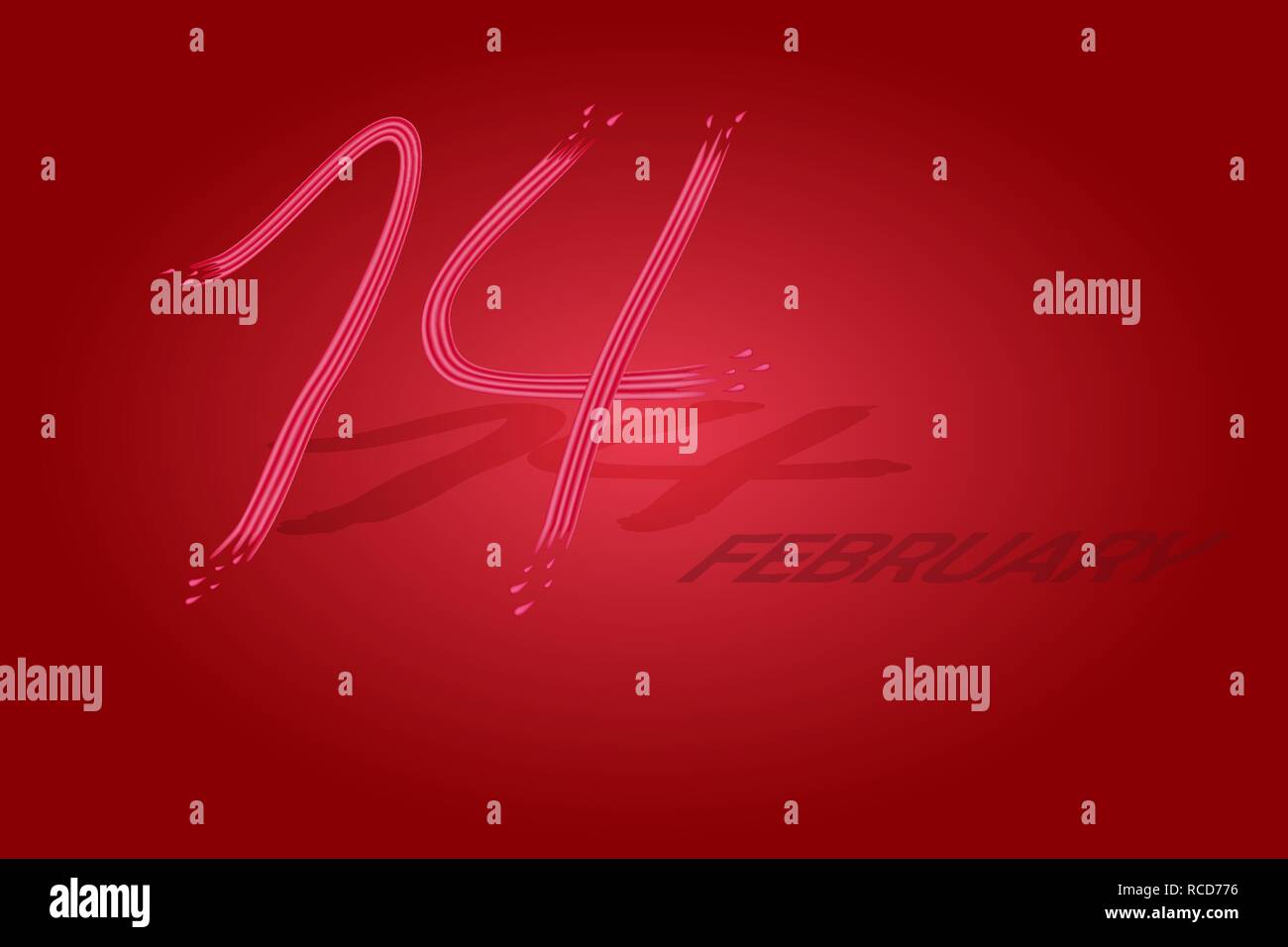 Inscription on February 14, the thumb on a red background and the ...