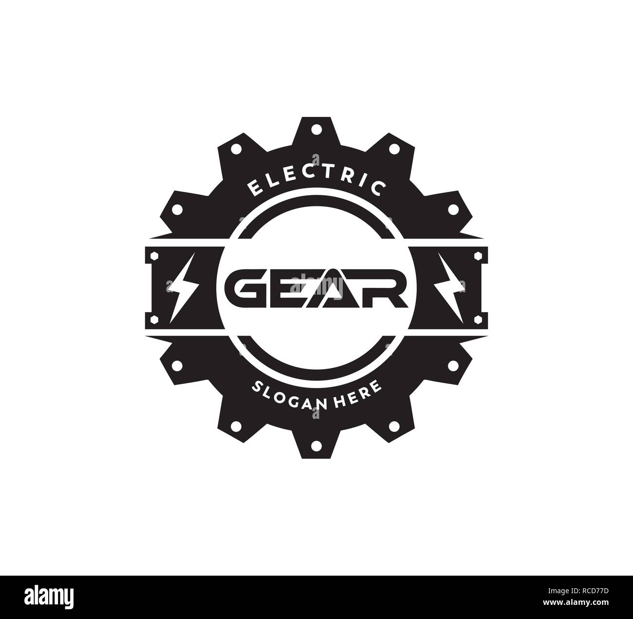 electric power precision gear icon vector logo design template Stock ...