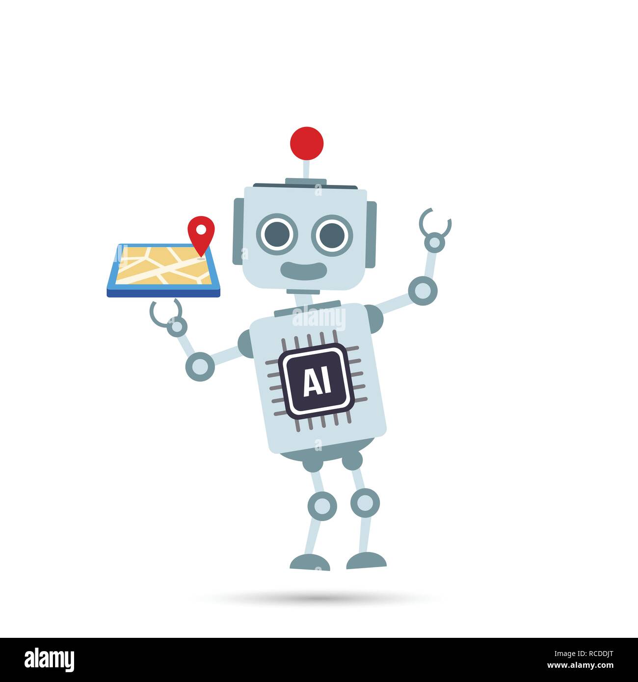 AI Artificial intelligence Technology robot is holding gps map element ...