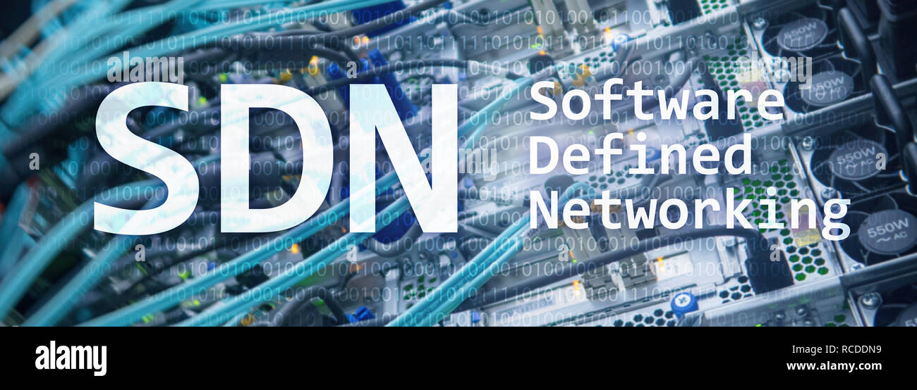 SDN, Software defined networking concept on modern server room ...