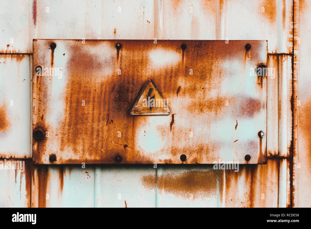 Background yellow old rusty grunge metal, danger sign Stock Photo - Alamy