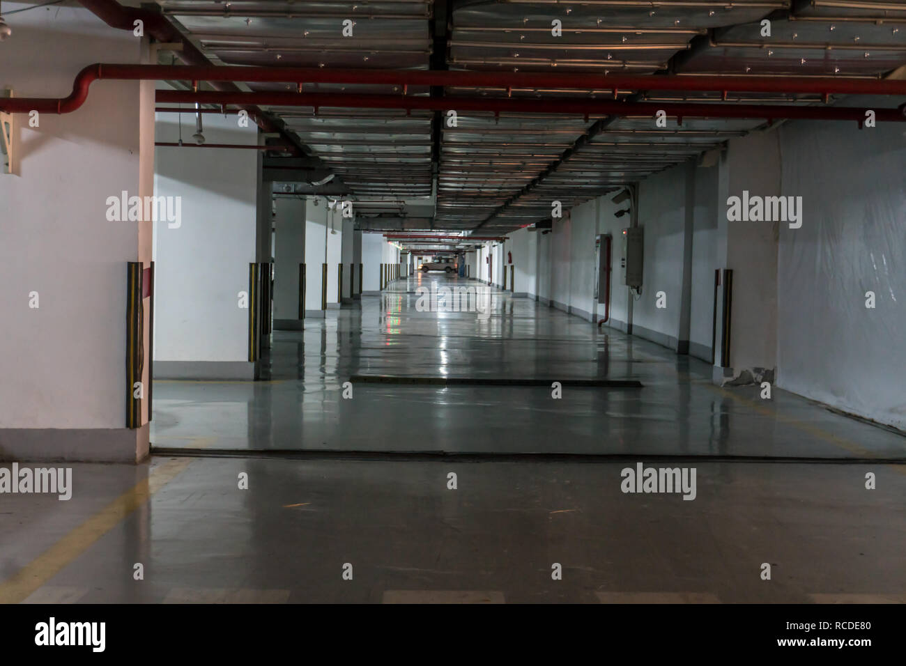 Empty Large Parking underground garage interior view Stock Photo - Alamy
