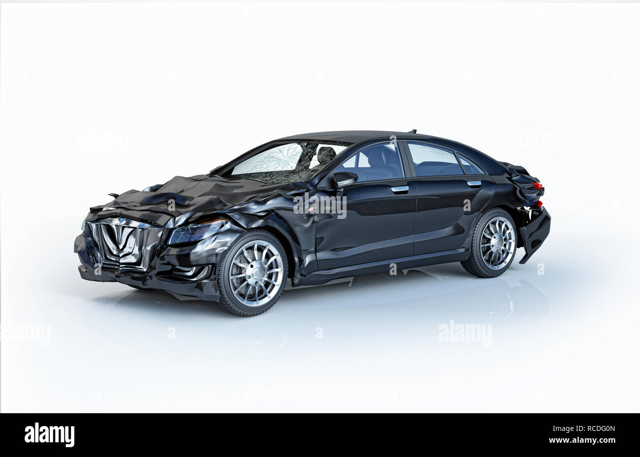 Smashed Car White Background