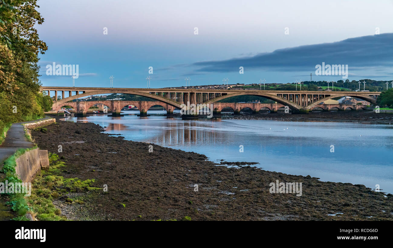 Royal Tweed Bridge and Berwick Bridge in the background, leading over ...