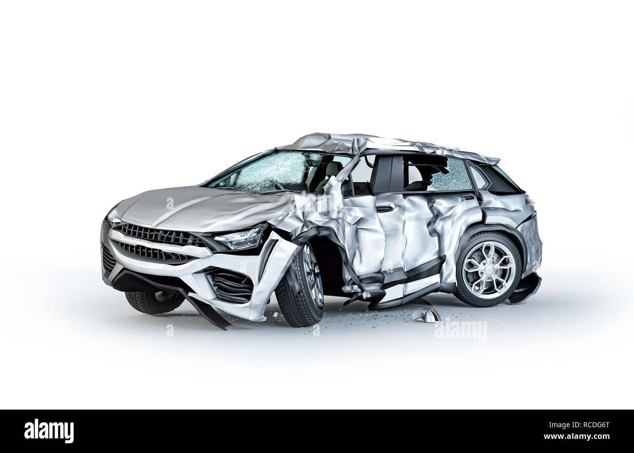 Crashed car side view Cut Out Stock Images & Pictures - Alamy