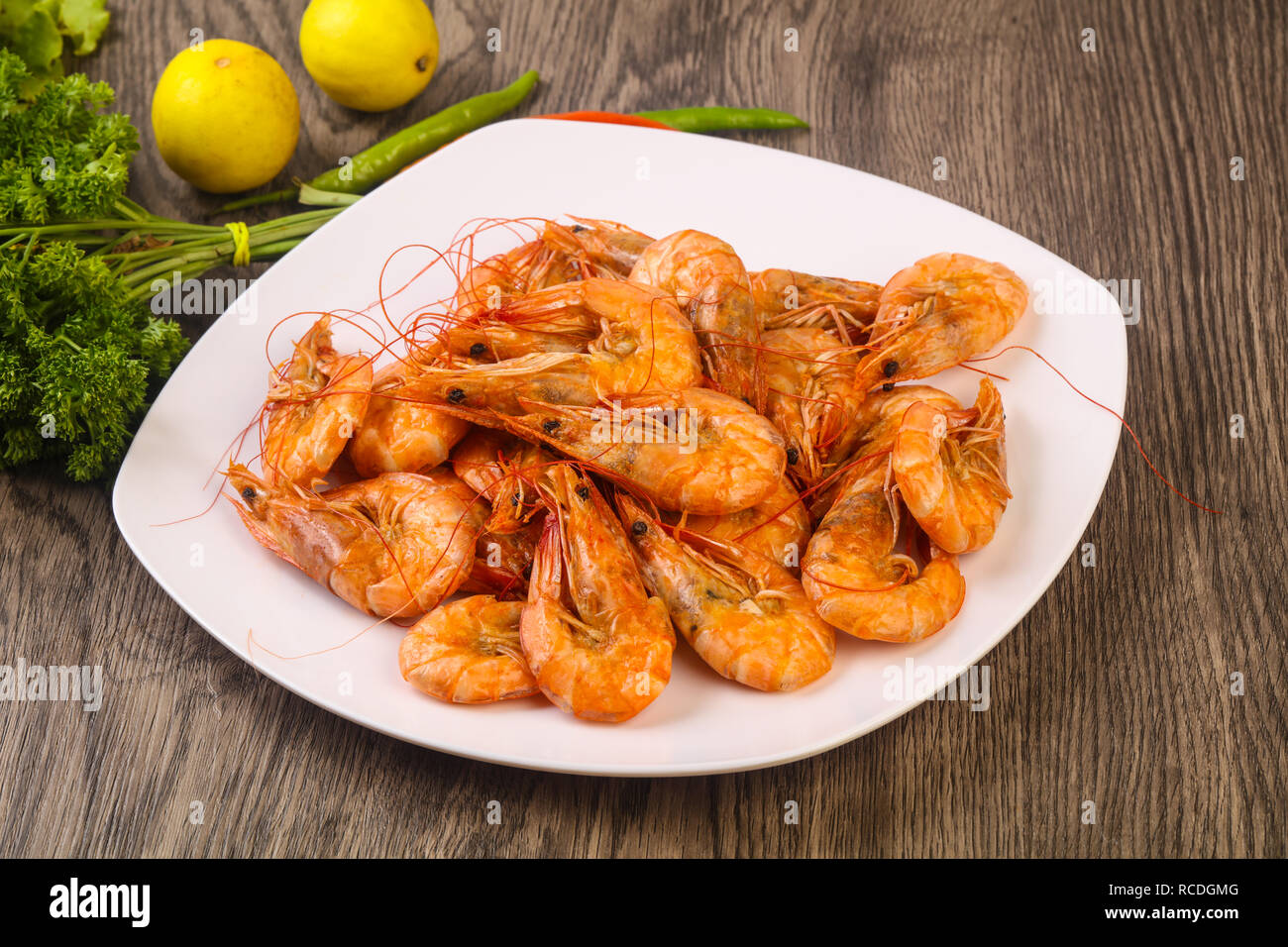 Boiled prawns in the bowl - ready for eat Stock Photo - Alamy