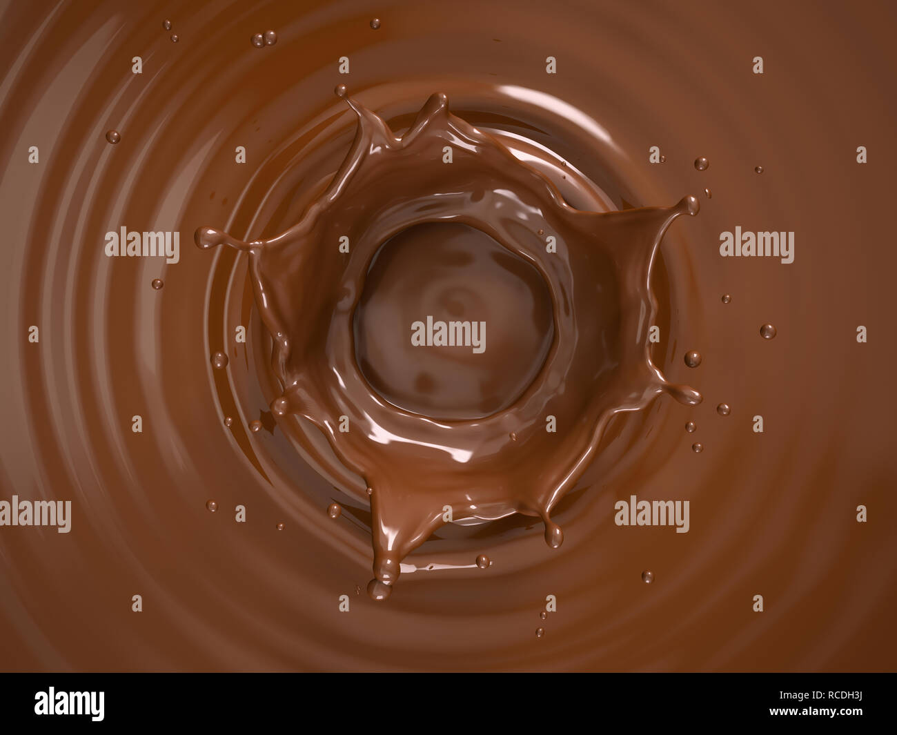 Liquid chocolate crown splash. In a liquid chocolate pool. With ...