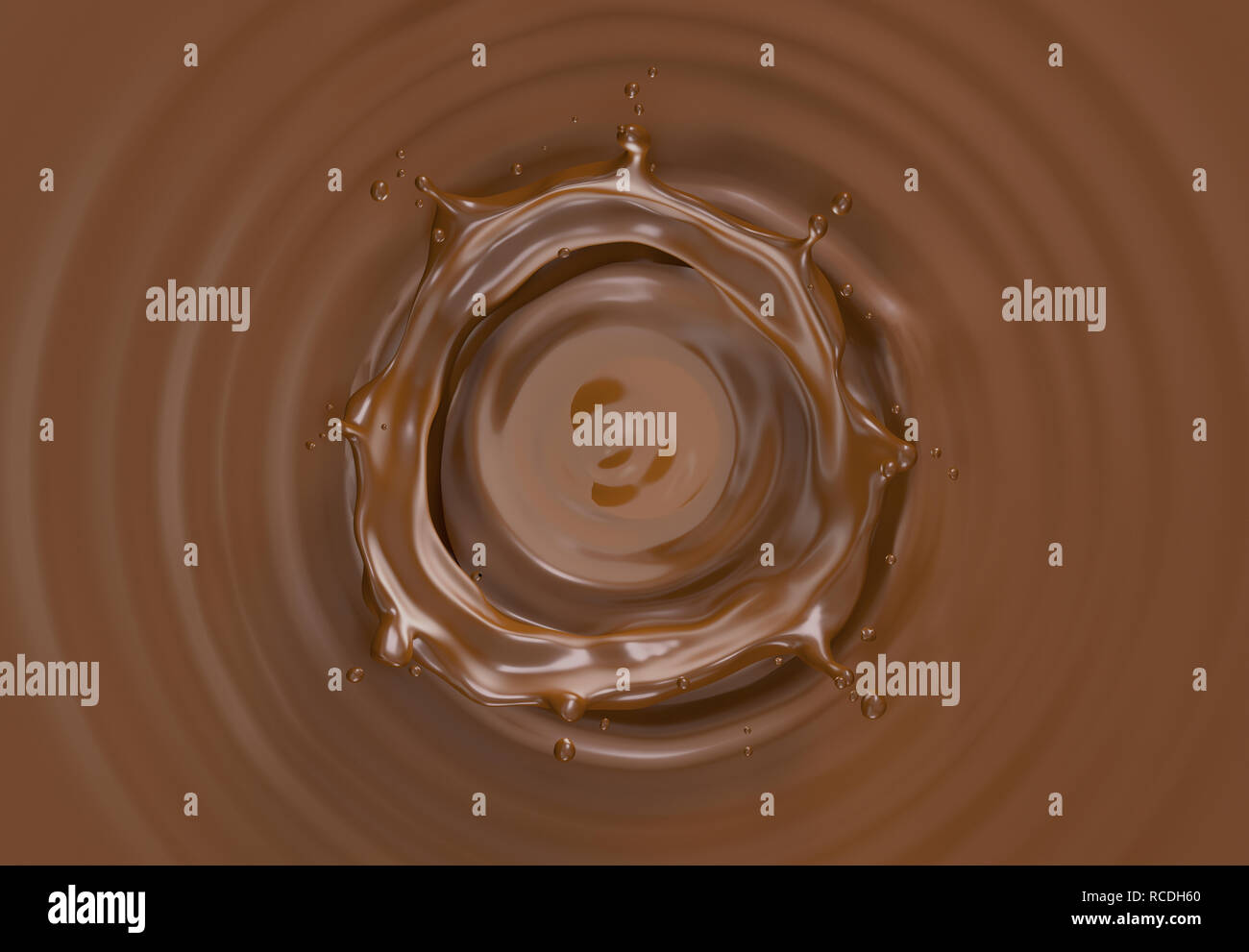 Liquid chocolate crown splash. In a liquid chocolate pool. With ...