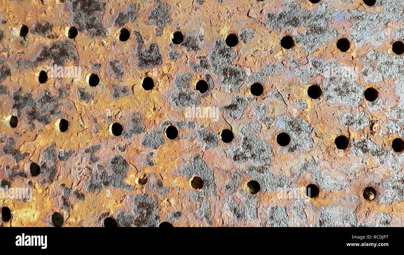 Close up of metal and rusted metal structures and surfaces in high ...