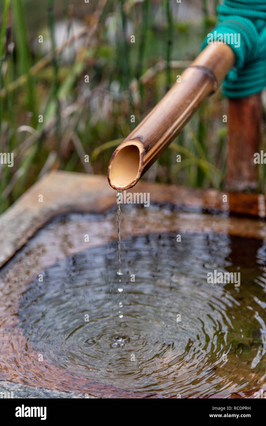 Close up of a japanese bamboo fountain Stock Photo - Alamy