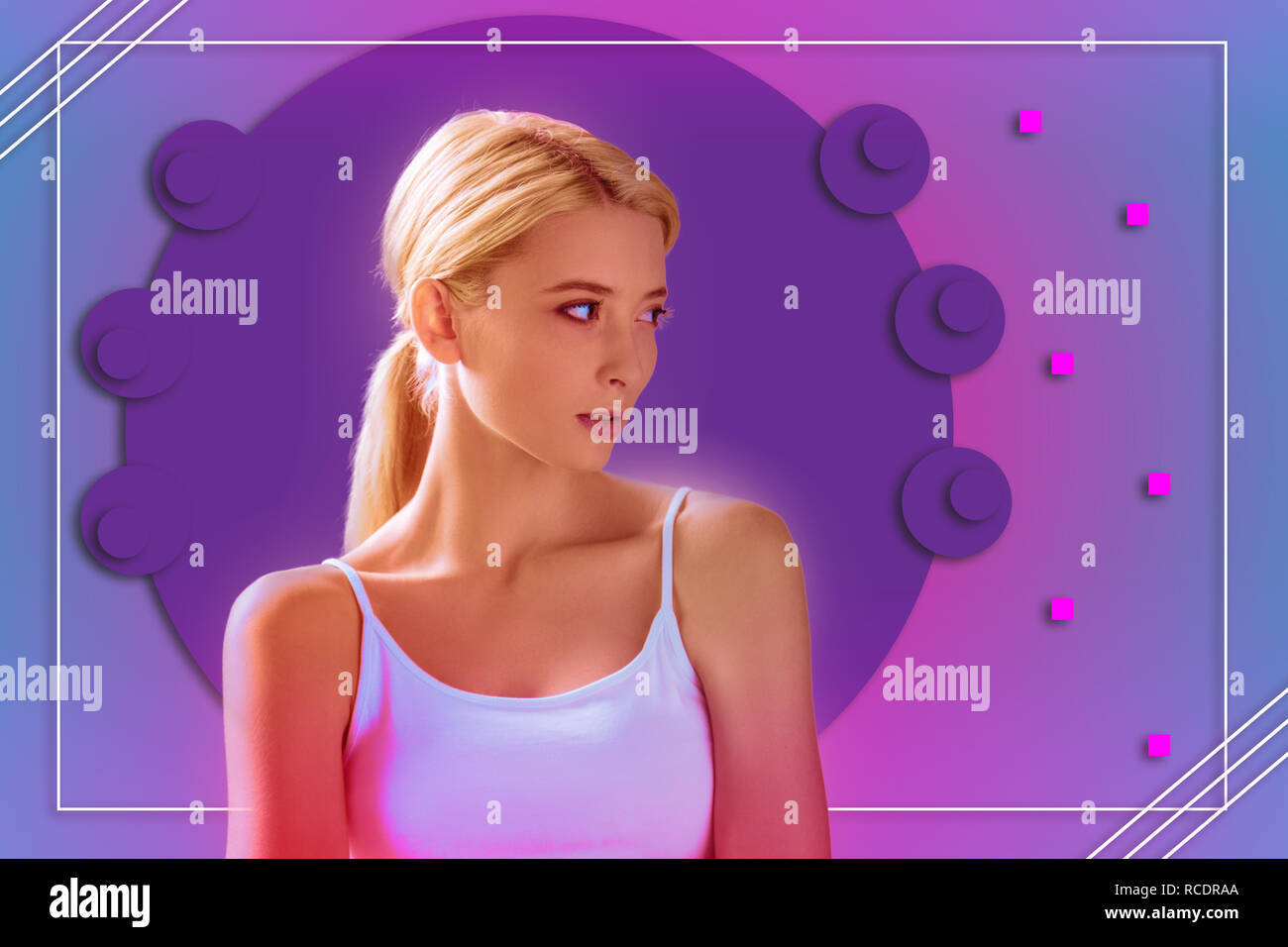 Focused earnest woman transforming world with creativity Stock Photo ...