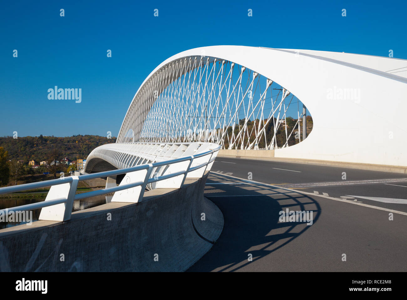 Prague - The modern arched bridge Trójský most Stock Photo - Alamy