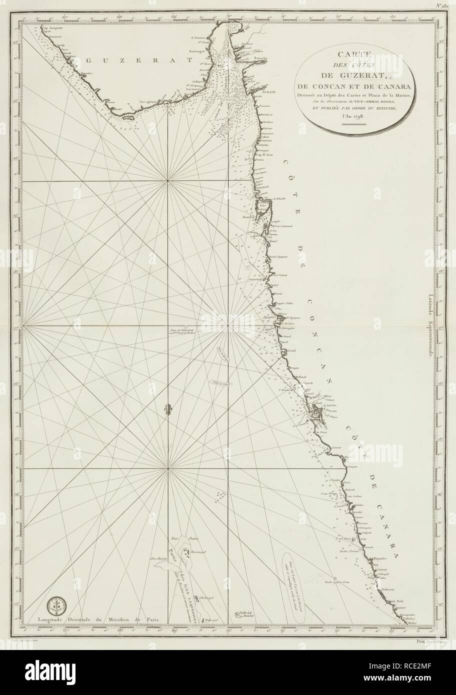 Gujarat coast. Carte des CÃ´tes de Gujarat, de Conean et de Canara ...