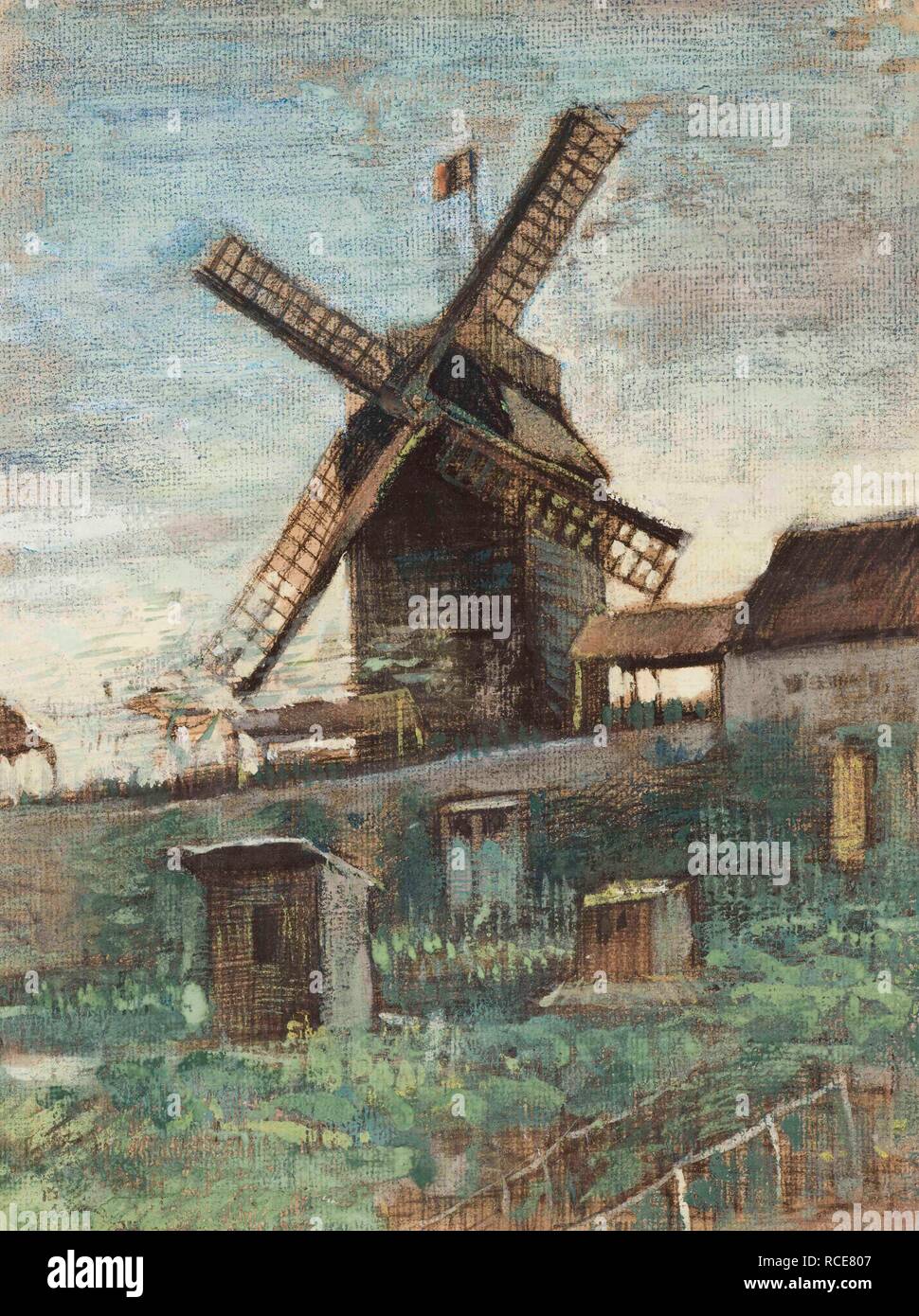Le Moulin de Blute-fin. Museum: Fondation De Boer, Amsterdam. Author: VAN GOGH, VINCENT Stock ...