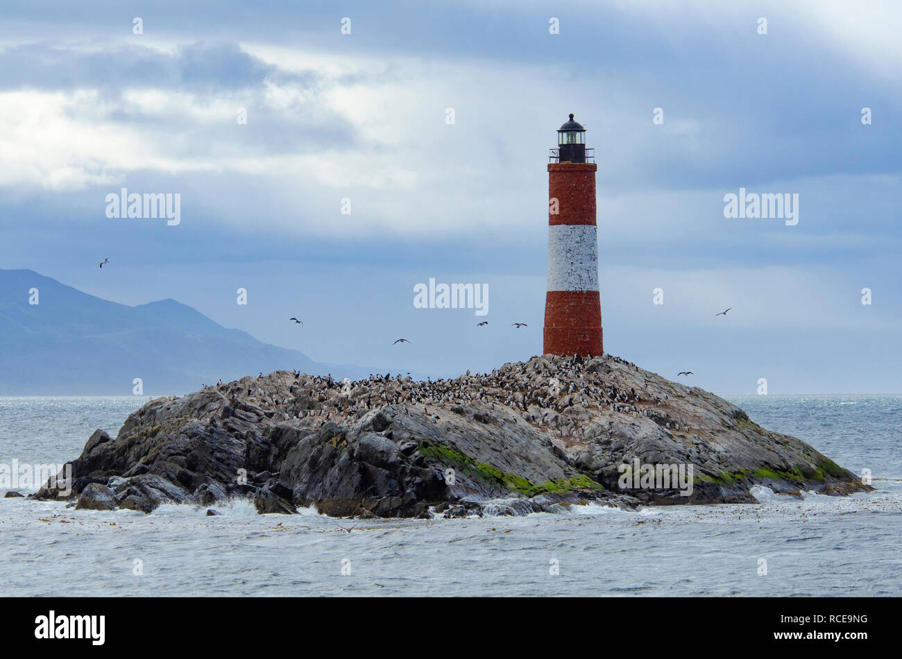 "Les éclaireurs" lighthouse in the Beagle Channel in Ushuaia, often ...