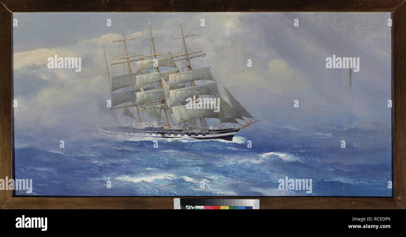 The four-masted bark Krusenstern on the world trip. Museum: State ...