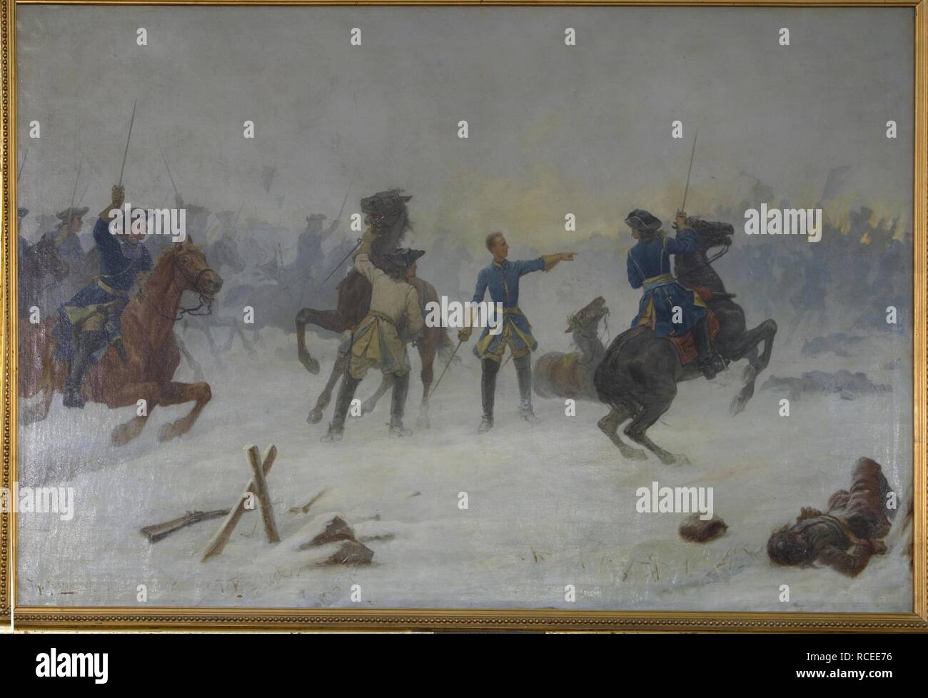 King Charles XII at the Battle of Narva on 19 November 1700. Museum ...