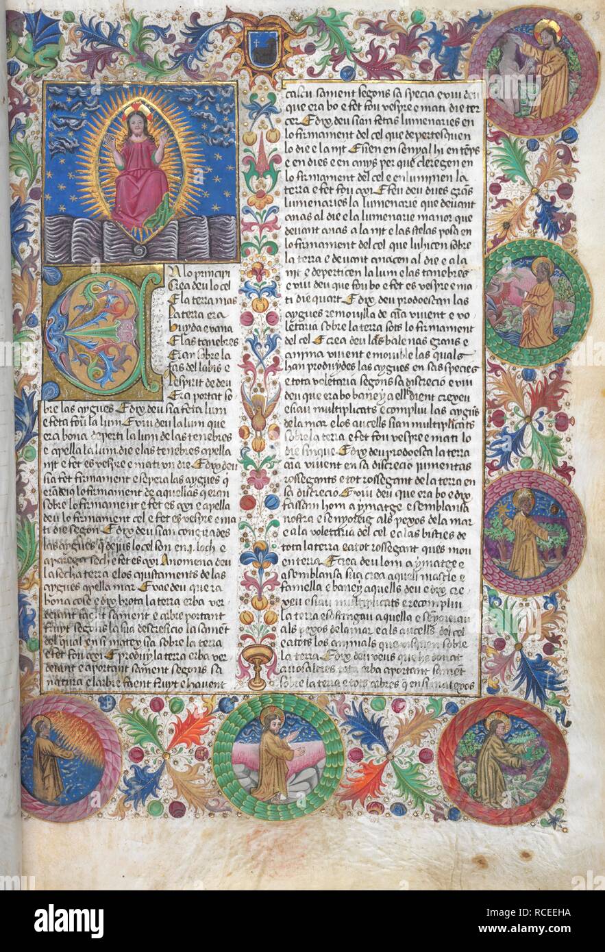 Opening of Genesis. Old Testament. S. Spain; 1465. [Whole folio ...