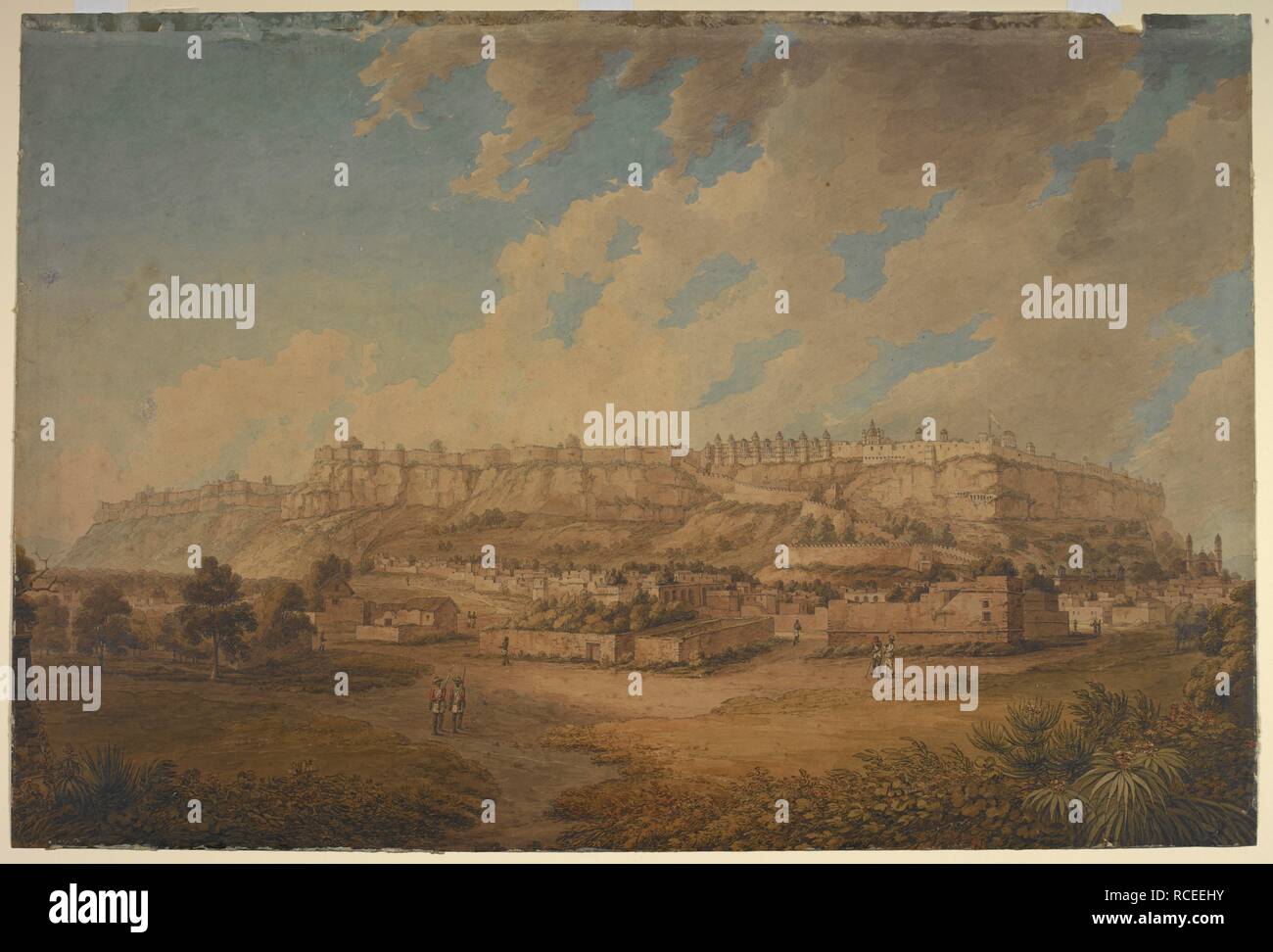 A view of Gwalior Fort from the south-east. c.1790. watercolour. Source ...