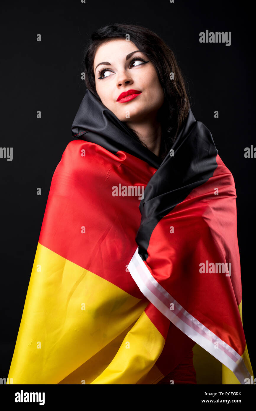 Young woman german national flag hi-res stock photography and images ...